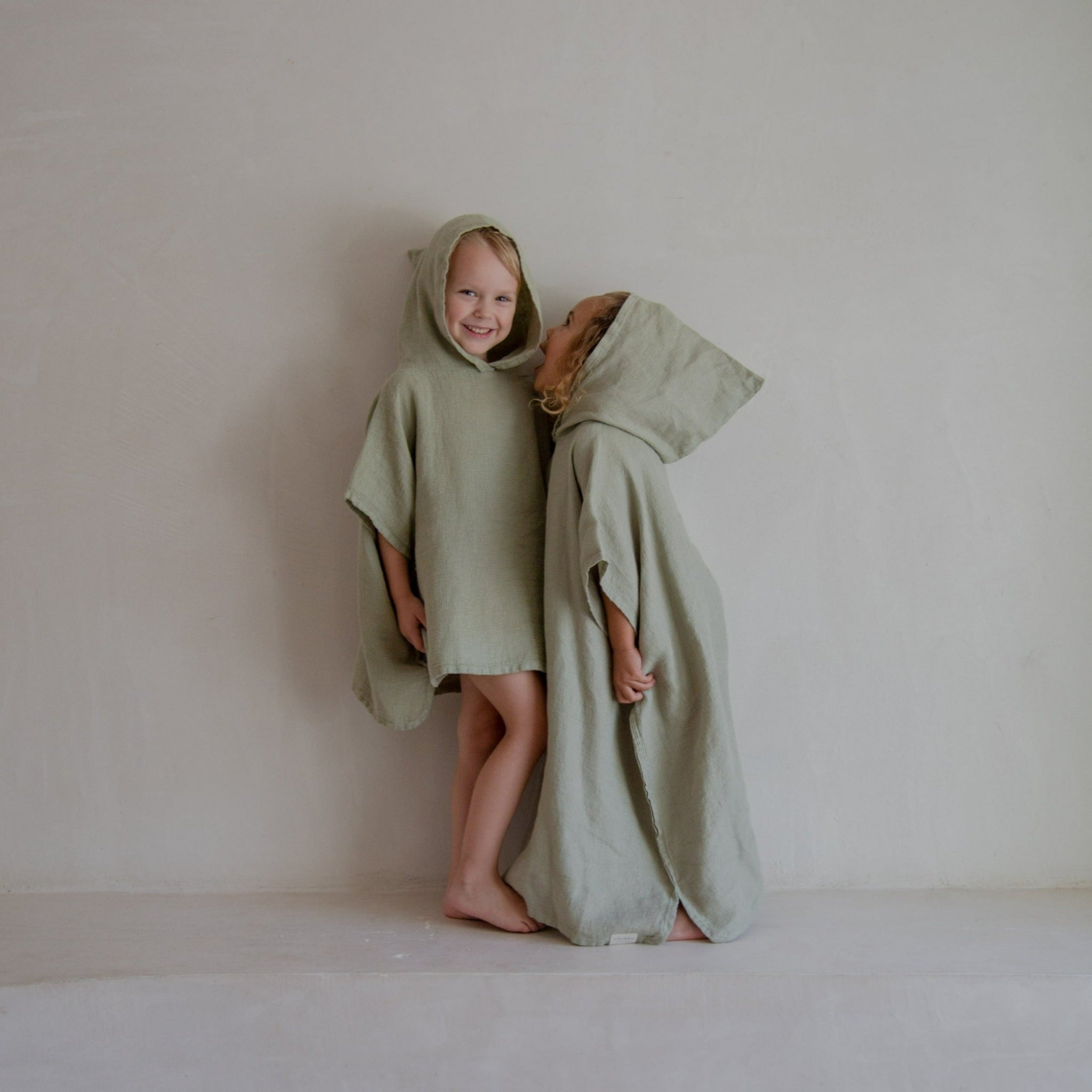 Sage Linen Fine Waffle Poncho